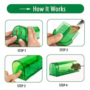 Humane Mouse Trap - Mouse Traps That Work – Best Mouse, Mice and Rat Trap Plastic Traps Live Catch and Release Rodents, Safe Around Children and Pets (2Packs)