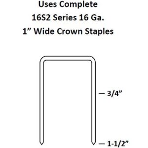 Complete C-W1638B ProGrade 1" Wide Crown Stapler 16 Gauge for 3/4 to 1-1/2 Bostitch Type 16S2 Staples