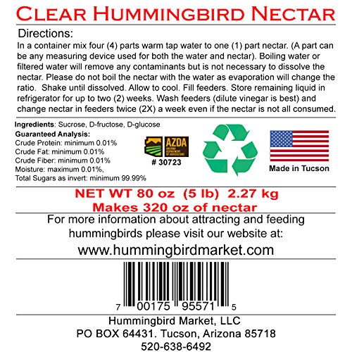 Hummingbird Market Hummingbird Nectar - Clear Powder w/ 3 Hydrating & Energizing Sugars, 5 Lb