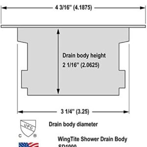 WingTite Pro-Series Shower Drain, Builders Model for New Construction, Installs Entirely from the Top, Chrome