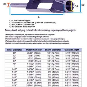 Wood Tenon Dowel Plug Cutter 1-1/8 Inch Tenon Cutter Plug Maker Woodworking Drill Bit