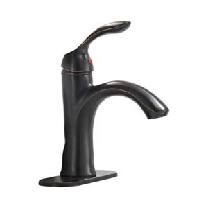 homevacious bathroom sink faucet single handle oil rubbed bronze bath stream lavatory vanity one hole lever basin mixer tap deck mount low-arc long spout commercial supply hose lead-free