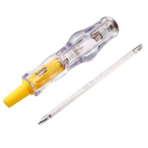 uxcell Voltage Tester AC 100-500V with 3.5mm Slotted Phillips Screwdriver for Circuit Test, Clear and Yellow, Pack of 3