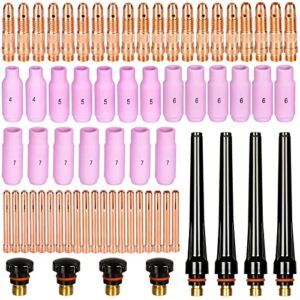 alffun 68pcs tig torch consumables accessories kit for tig welding torch pta db sr wp 17 18 26 back cap/collet body/alumina nozzle