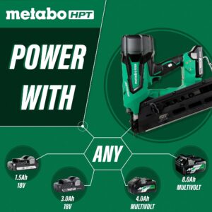 Metabo HPT Cordless Framing Nailer Kit, 18V, Brushless Motor, 2" Up To 3-1/2" Framing Nails, Compact 3.0 Ah Lithium Ion Battery, Lifetime Tool Warranty (NR1890DRS)