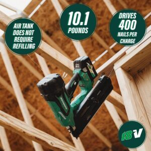 Metabo HPT Cordless Framing Nailer Kit, 18V, Brushless Motor, 2" Up To 3-1/2" Framing Nails, Compact 3.0 Ah Lithium Ion Battery, Lifetime Tool Warranty (NR1890DRS)