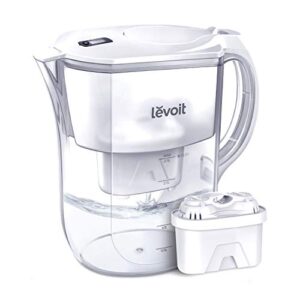 levoit lv110wp water filter pitcher for tap and drinking water with 1 standard filter, lasts 2 months, 10 cups capacity, bpa free, white