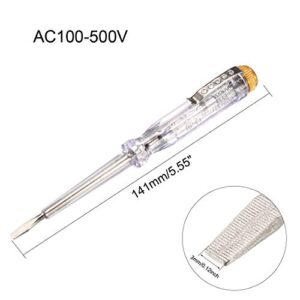 uxcell Voltage Tester AC 100-500V with 3mm Slotted Screwdriver with Clip for Circuit Test, Clear, Pack of 3