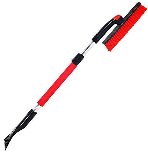 Parts Flix Mini Telescoping Snow Brush with Scraper and Foam Grip Handle (Colors May Vary)