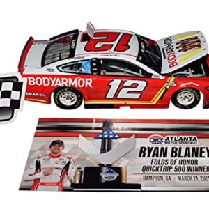 AUTOGRAPHED 2021 Ryan Blaney #12 BodyArmor Racing ATLANTA RACE WIN (Raced Version) Team Penske Signed Lionel 1/24 Scale NASCAR Diecast Car with COA (1 of only 1,044 produced)