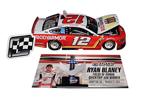 AUTOGRAPHED 2021 Ryan Blaney #12 BodyArmor Racing ATLANTA RACE WIN (Raced Version) Team Penske Signed Lionel 1/24 Scale NASCAR Diecast Car with COA (1 of only 1,044 produced)