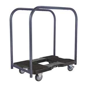 1,200 lb capacity general purpose e track panel cart dolly black, heavy duty 4 in thermoplastic swivel non marking caster wheels