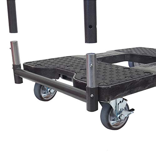 1,200 lb Capacity General Purpose E Track Panel Cart Dolly Black, Heavy Duty 4 in Thermoplastic Swivel Non Marking Caster Wheels