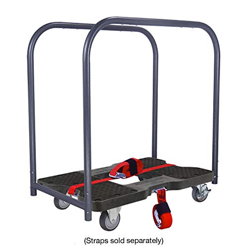 1,200 lb Capacity General Purpose E Track Panel Cart Dolly Black, Heavy Duty 4 in Thermoplastic Swivel Non Marking Caster Wheels