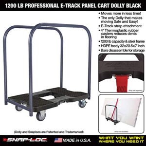 1,200 lb Capacity General Purpose E Track Panel Cart Dolly Black, Heavy Duty 4 in Thermoplastic Swivel Non Marking Caster Wheels