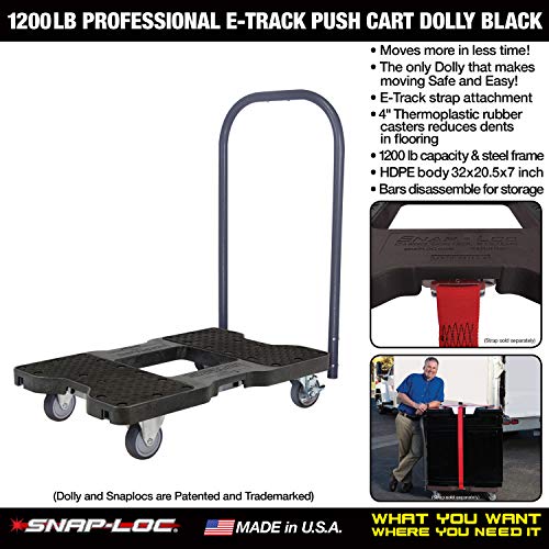 SNAP-LOC 1200 LB Professional E-Track Push CART Dolly Black