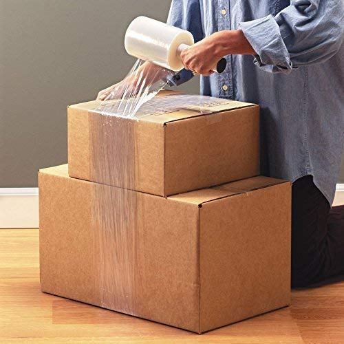 12 Pack - 5" x 1000' Roll - 80 Gauge Thick, Mini Stretch Packing Wrap with Handle for Pallet Wrap, Moving Supplies, Industrial Strength - Clear Film (12 Pack)