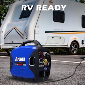 A-iPower Portable Inverter Generator, 2000W Ultra-Quiet Powered By Yamaha Engine RV Ready, EPA Compliant, Ultra Lightweight For Backup Home Use, Tailgating & Camping (SC2000i)