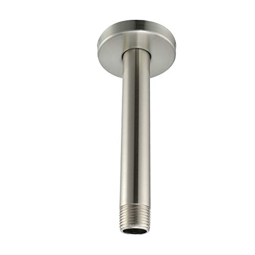 Purelux Straight Shower Arm 6 Inches Water Outlet PJ0612, Brushed Nickel Made of Stainless Steel with Gasket Flange