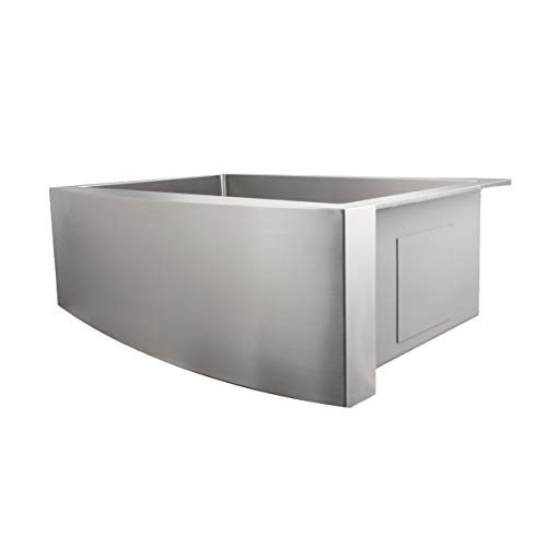 ZLINE 30" Zermatt Farmhouse Apron Mount Single Bowl Stainless Steel Kitchen Sink with Bottom Grid (SAS-30)