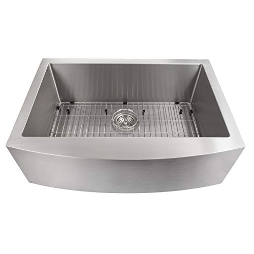 ZLINE 30" Zermatt Farmhouse Apron Mount Single Bowl Stainless Steel Kitchen Sink with Bottom Grid (SAS-30)