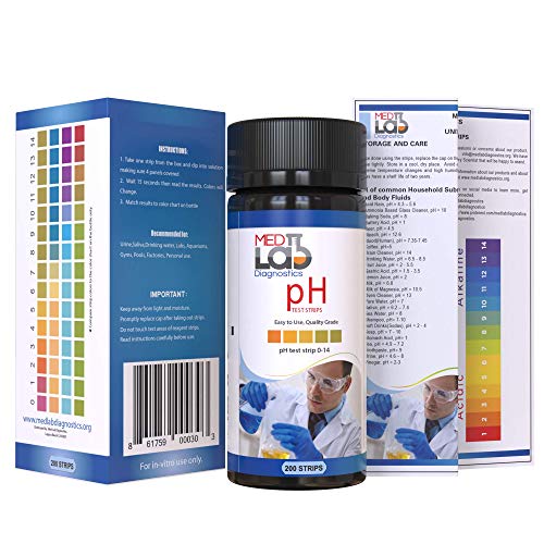 pH Test Strips 0 to 14 (200 ct) for Water & Liquids. Universal Plastic pH Strips Drinking Water, Kombucha, Pool, Spa, Hotub, Soap, & Urine and Saliva. Acid Alkaline Litmus Paper Testing Strips