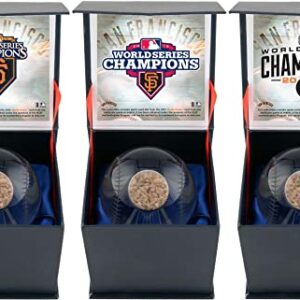 San Francisco Giants 2010, 2012, and 2014 MLB World Series Champions 3 Crystal Baseball Bundle with Game-Used World Series Dirt - MLB Game Used Baseballs