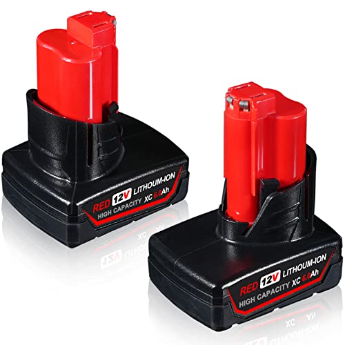 VANTTECH Upgraded 2Pack 12V 6.0Ah Lithium Replacement for Milwaukee 12V Battery 48-11-2420 48-11-2440 48-11-2402 48-11-2411 Compatible with Milwaukee 12Volt Cordless Power Tools