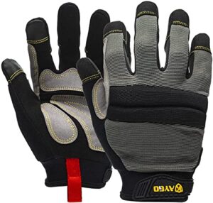 kaygo work gloves for men, kg125m mechanic utility work gloves for all purpose, excellent grip, heavy duty, improved dexterity, touch screen,medium