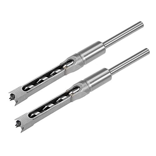 uxcell Square Hole Drill Bit, 1/2" High-Carbon Steel Hollow Chisel Mortise Power Tool for Woodworking 2 Pcs