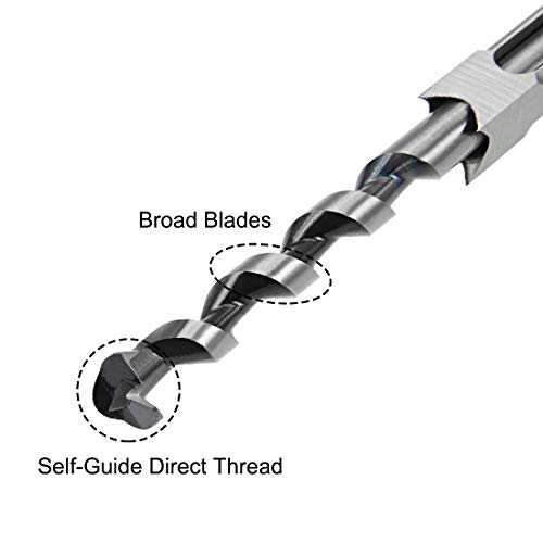 uxcell Square Hole Drill Bit, 1/2" High-Carbon Steel Hollow Chisel Mortise Power Tool for Woodworking 2 Pcs