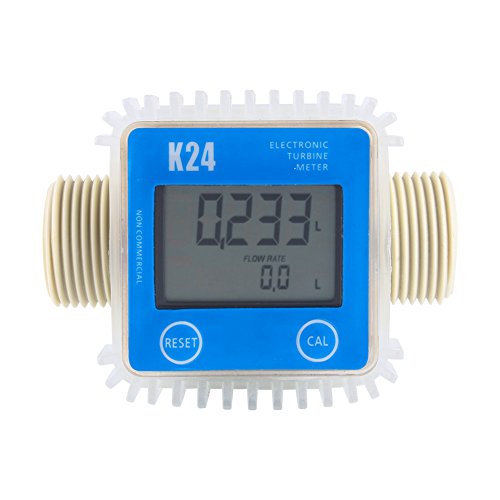 Turbine Meter, Professional K24 LCD Electrical Turbine Digital Gas Flow Meter Widely Used for Industrial Chemicals Liquid Water,Length 103MM