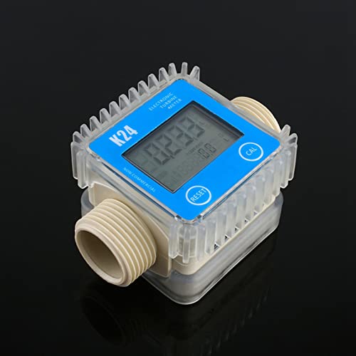 Turbine Meter, Professional K24 LCD Electrical Turbine Digital Gas Flow Meter Widely Used for Industrial Chemicals Liquid Water,Length 103MM