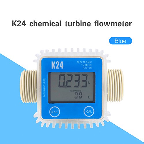 Turbine Meter, Professional K24 LCD Electrical Turbine Digital Gas Flow Meter Widely Used for Industrial Chemicals Liquid Water,Length 103MM