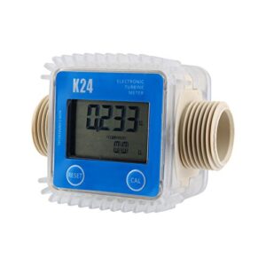 Turbine Meter, Professional K24 LCD Electrical Turbine Digital Gas Flow Meter Widely Used for Industrial Chemicals Liquid Water,Length 103MM