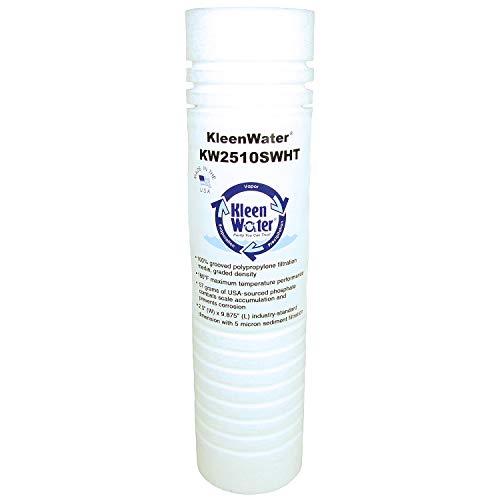 KleenWater High Temperature Water Filters, 2.5 x 9.75 Inch with Scale Inhibitor, Maximum Temperature 180 degrees, Made in USA, Set of 6, Compatible Replacement for FtHT-10-RF, FtHT-10-REVFLO