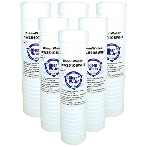 KleenWater High Temperature Water Filters, 2.5 x 9.75 Inch with Scale Inhibitor, Maximum Temperature 180 degrees, Made in USA, Set of 6, Compatible Replacement for FtHT-10-RF, FtHT-10-REVFLO