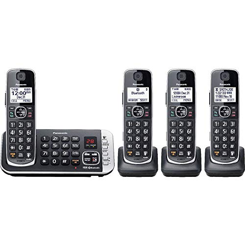 Panasonic KX-TGE674B Expandable Cordless Phone System with Digital Answering System - Black (Renewed)