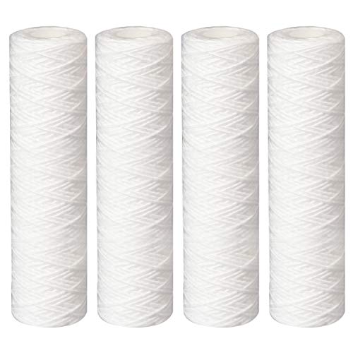 Geekpure 10 Inch PP Wound String Spun Sediment Replacement Filter for Reverse Osmosis System- 2.5" x 10"-5 Micron-4 Pack