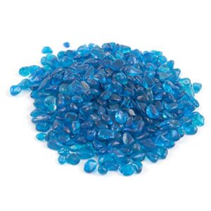 reflective high luster fire glass, glass gravel, fire glass pebbles,glass beads marbles rocks gems for aquarium garden decoration, 6-9mm, 305g/0.67lbs (aquamarine)