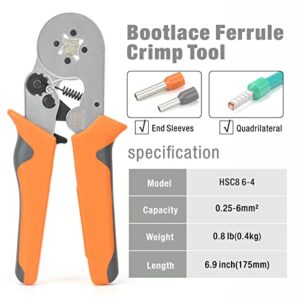 iCrimp Ferrule Crimping Tool Kit, AWG 23-10 Self-adjustable Ratchet Ferrule Crimper Plier c/w 770End Sleeve Ferrules Connector Terminals on Electrician, Contractors, Repair Support