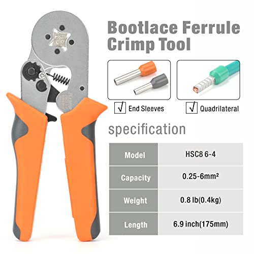 iCrimp Ferrule Crimping Tool Kit, AWG 23-10 Self-adjustable Ratchet Ferrule Crimper Plier c/w 770End Sleeve Ferrules Connector Terminals on Electrician, Contractors, Repair Support