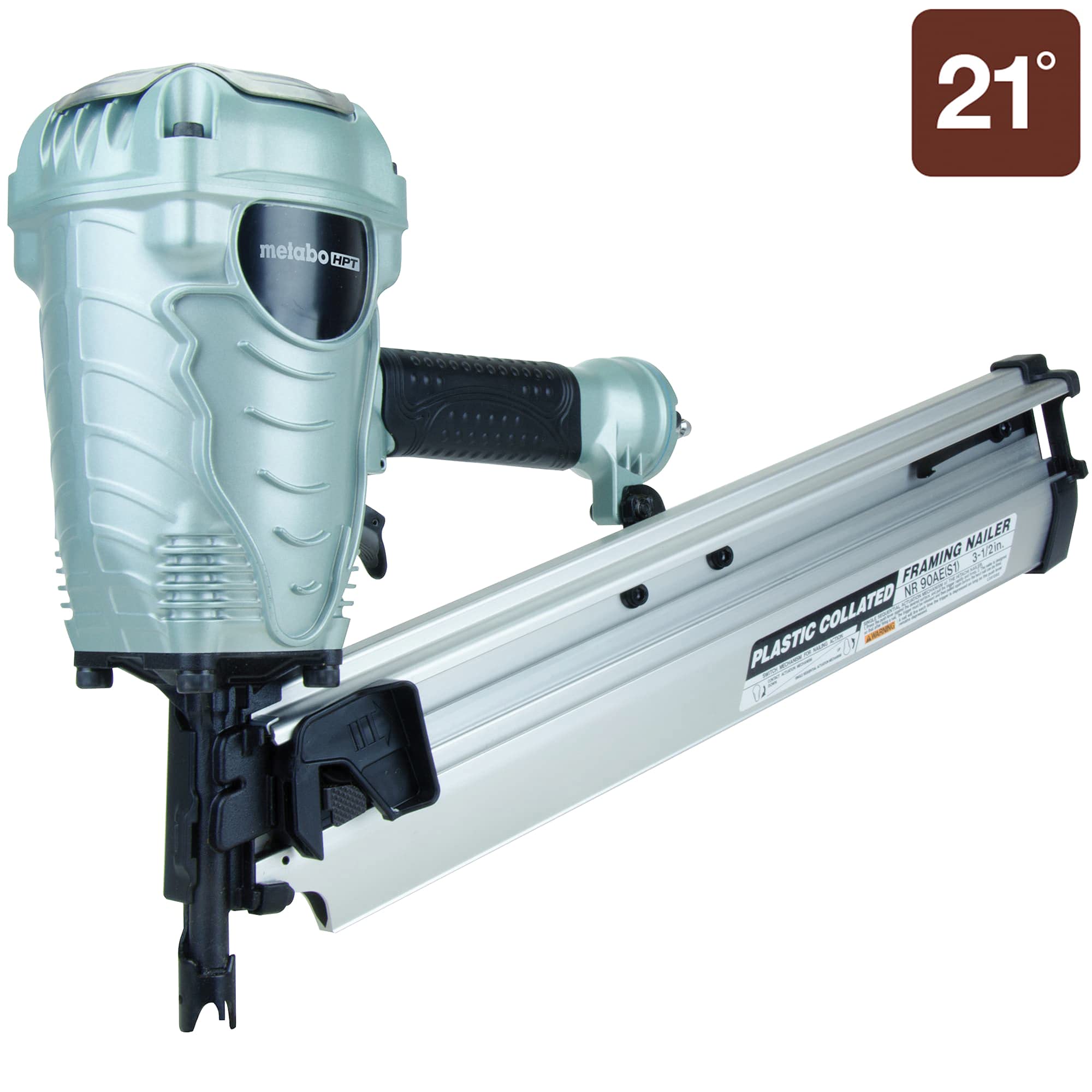 Metabo HPT Framing Nailer, The Pro Preferred Brand of Pneumatic Nailers*, 21° Magazine, Accepts 2" to 3-1/2" Framing Nails, (NR90AES1)