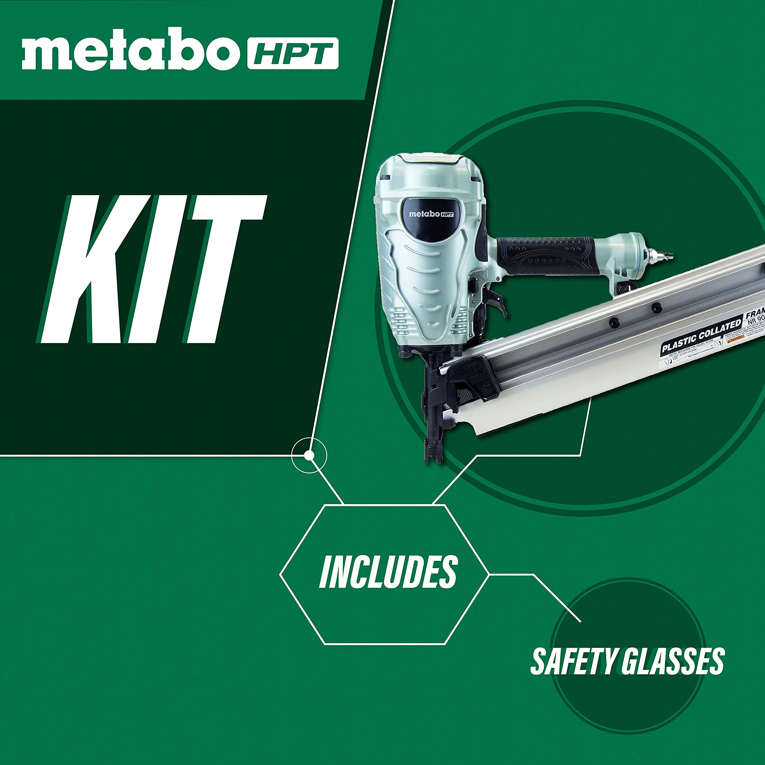 Metabo HPT Framing Nailer, The Pro Preferred Brand of Pneumatic Nailers*, 21° Magazine, Accepts 2" to 3-1/2" Framing Nails, (NR90AES1)