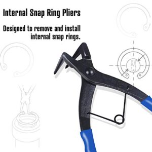 BELEY Heavy-duty Cylinder Snap Ring Pliers, Internal Ring Remover Retaining Circlip Pliers, 90 Degrees Bending Pliers with Long Noses for Motorcycles Cars Trucks