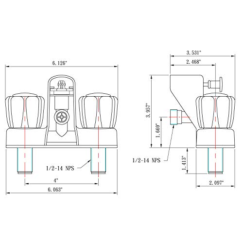 Laguna Brass 3210ACP/4120CP RV Replacement Non-Metallic Two Handle 4" Tub Diverter with Matching Hand-Held Shower Set, Chrome Finish