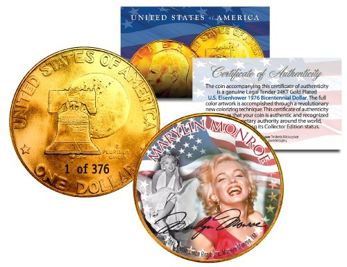 1976 Marilyn Monroe 24K Gold Plated IKE Dollar Each Coin Serial Numbered of 376