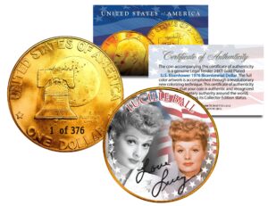 1976 lucille ball 24k gold plated ike dollar each coin serial numbered of 376