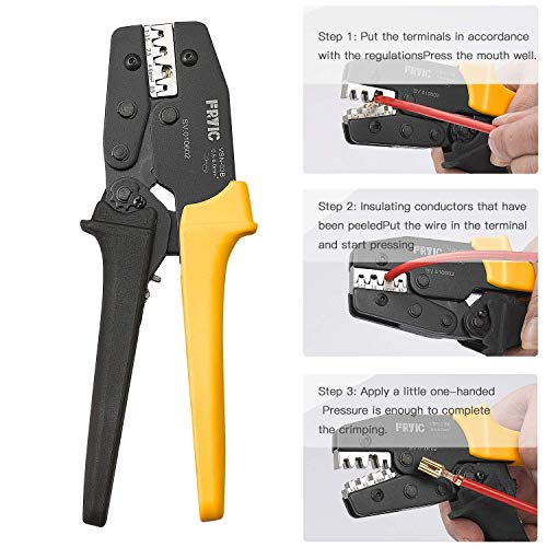 Fryic Ratchet Crimping Plier VSN-03B Used for 21-9 AWG (Similar to 0.5-6 mm²) Non-Insulated Tabs and Receptacles Ratchet Crimping Tool