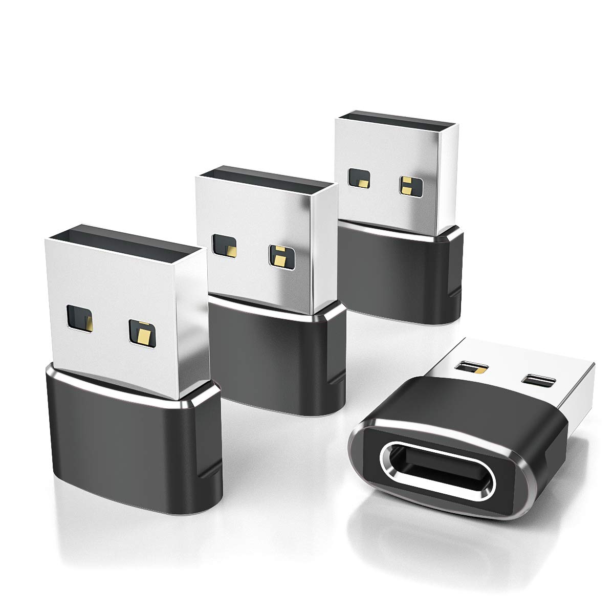 Elebase USB to USB C Adapter 4 Pack,Type C Female to A Male Charger Converter for Apple Watch Ultra iWatch 8 7,iPhone 15 14 13 12 Pro Max Plus,Airpods,iPad 9 10 Air 5 Mini 6,Car,Samsung Galaxy S23 S22